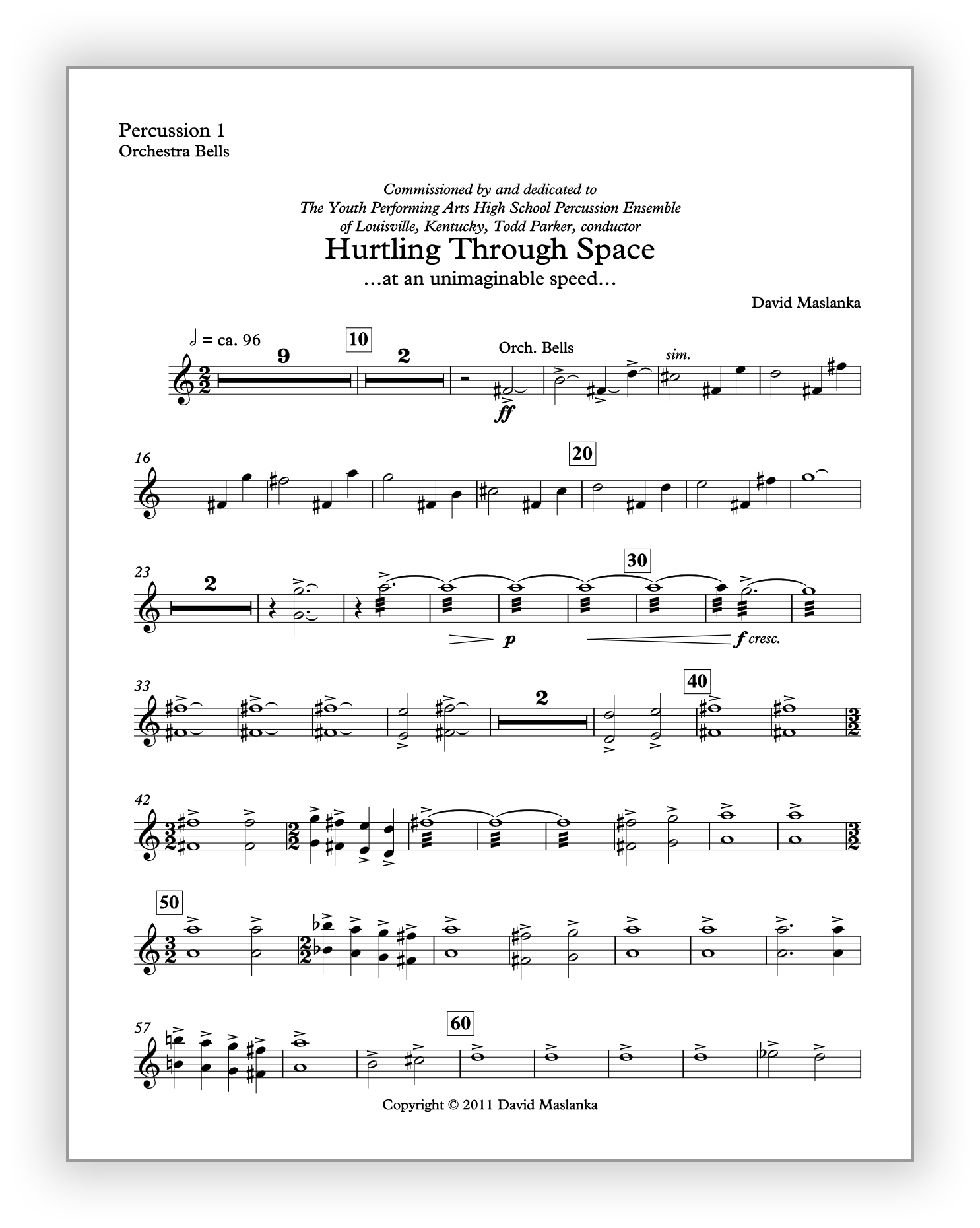 Hurtling Through Space [Perc Ens] – Parts - Maslanka Press