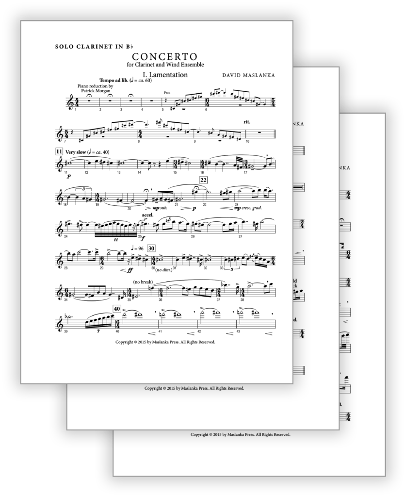 Concerto for Clarinet [Cl-Wind Ens] – Parts - Maslanka Press