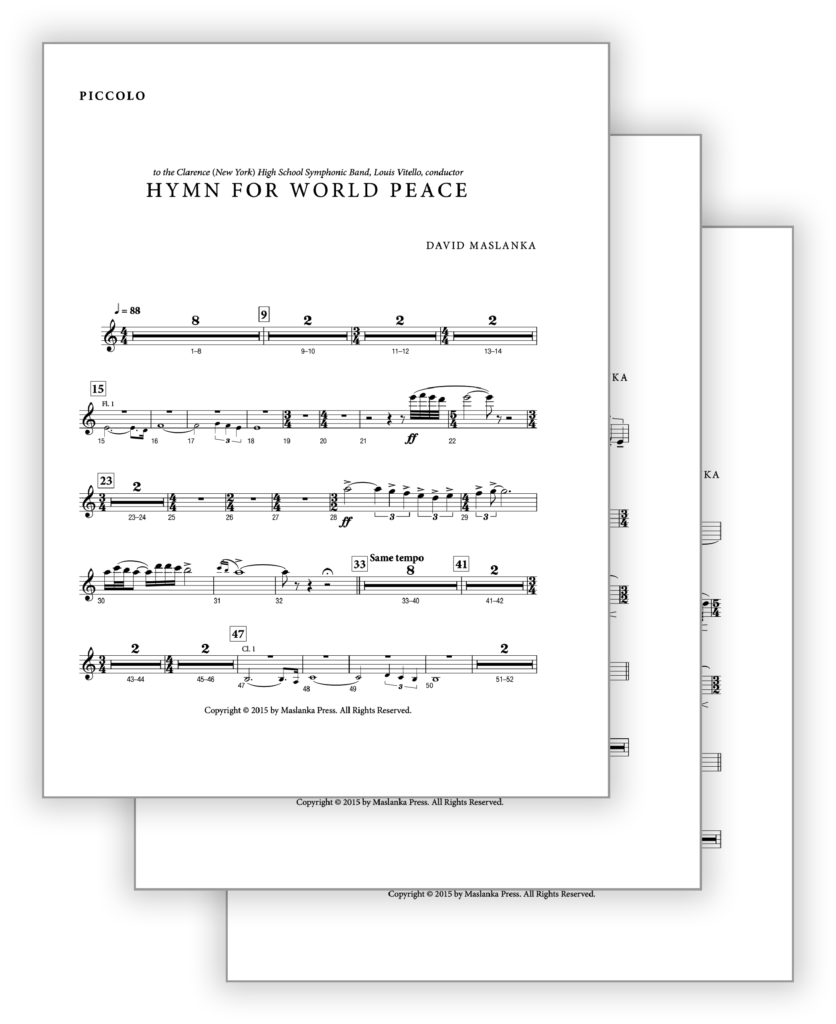 Hymn for World Peace [Wind Ens] – Parts - Maslanka Press
