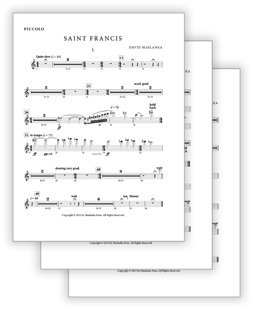 Saint Francis [Wind Ens] – Parts - Maslanka Press