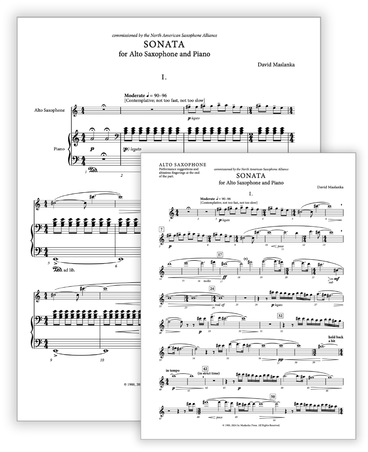 Sonata for Alto Saxophone [ASx-Pno] – V2 Engraved - Maslanka Press
