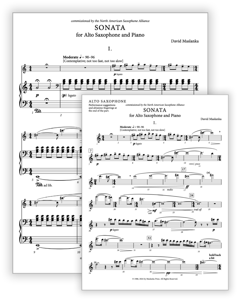 Sonata for Alto Saxophone [ASx-Pno] – V2 Tablet - Maslanka Press
